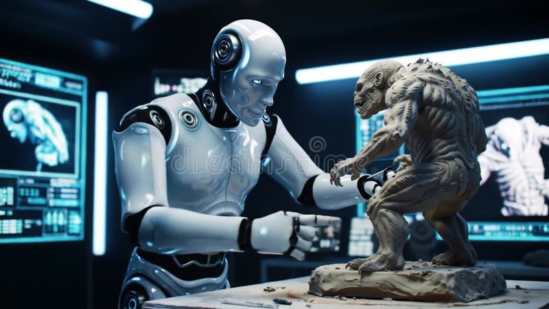 Robot Sculpting a Creature Model in a High-tech Studio Environment ...