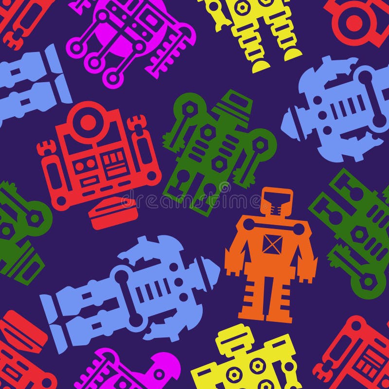 Robot Seamless Pattern stock vector. Illustration of cover - 196629540