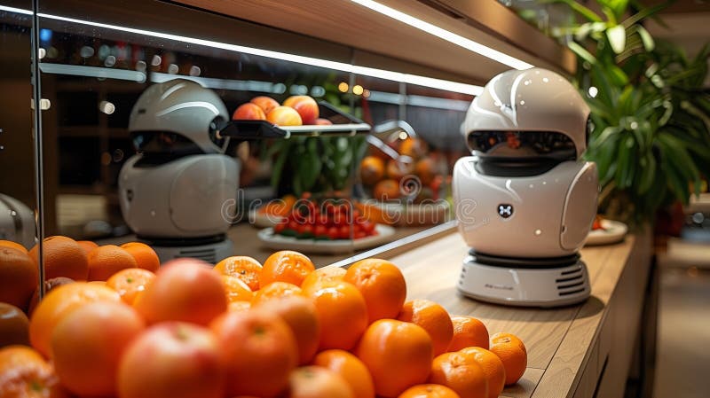 Robot Sitting on Counter in Restaurant Stock Image - Image of ...