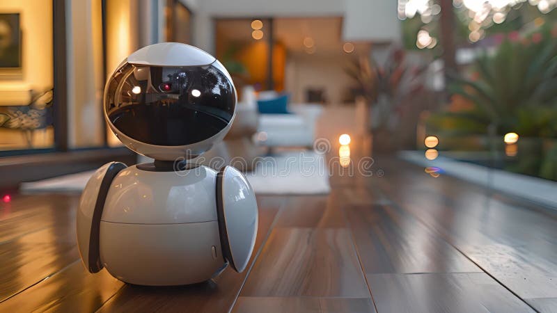 Robot Sitting on Wooden Floor in House Stock Video - Video of robot ...