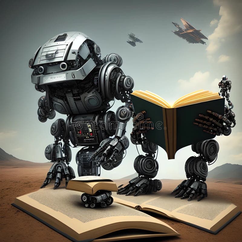 A Portrait of a Robot Reading Large Books, Learning Concept, Generated ... A Portrait of a Robot Reading Large Books, Learning Concept, Generated ...
