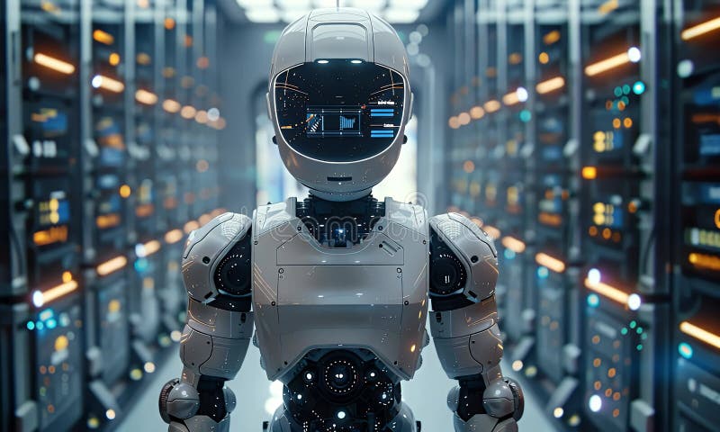Robot in Server Room stock footage. Video of computer - 335931446