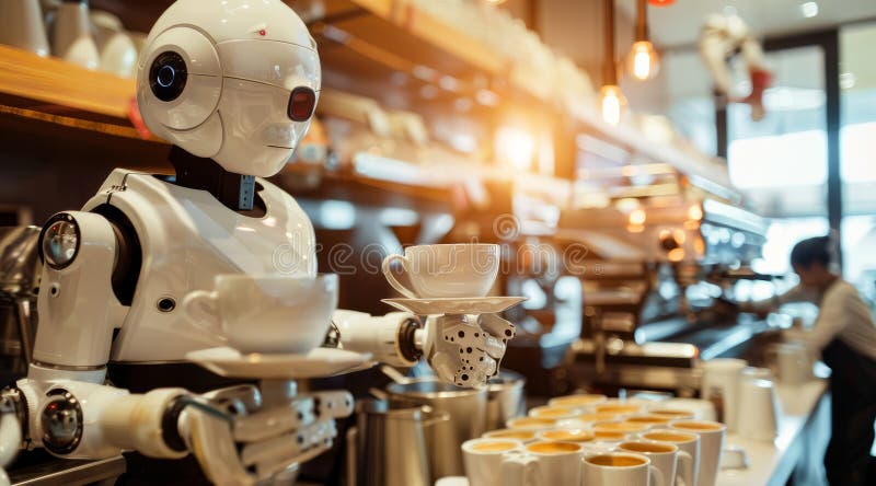 A Robot Servicing Drinks in Cafe. Robot Artificial Intelligence AI ...