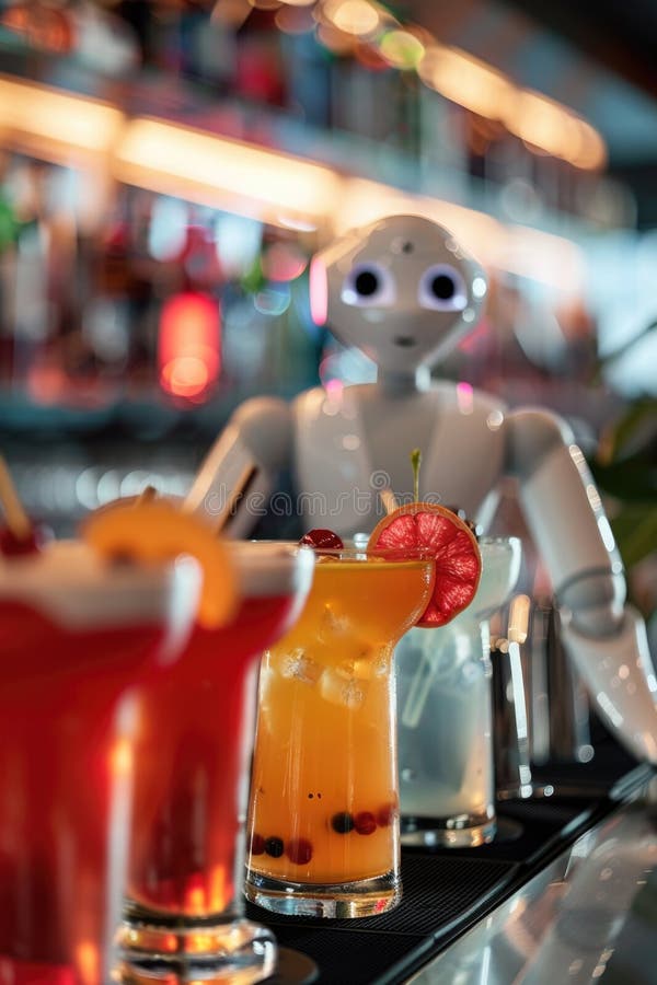 Cocktail Bar Robot stock image. Image of cocktail, technology - 374354727