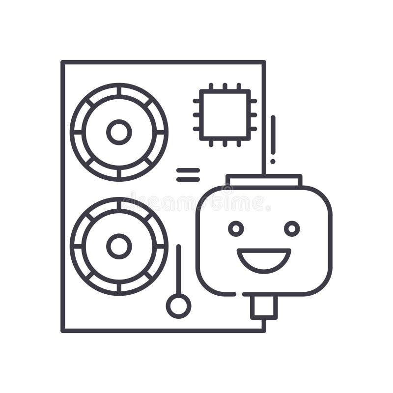 Robot Settings Icon, Linear Isolated Illustration, Thin Line Vector ...