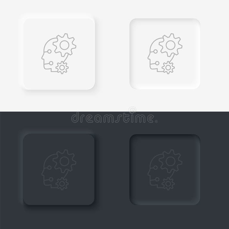 Robot, Settings Icon - Vector. Artificial Intelligence Neumorphic Style ...