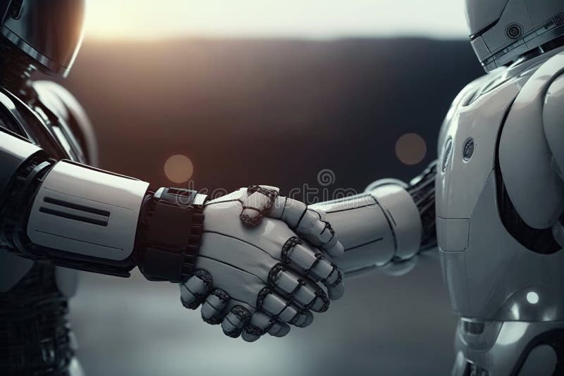 A Robot Shaking Hand Together after Deal and Agreement Together for ...