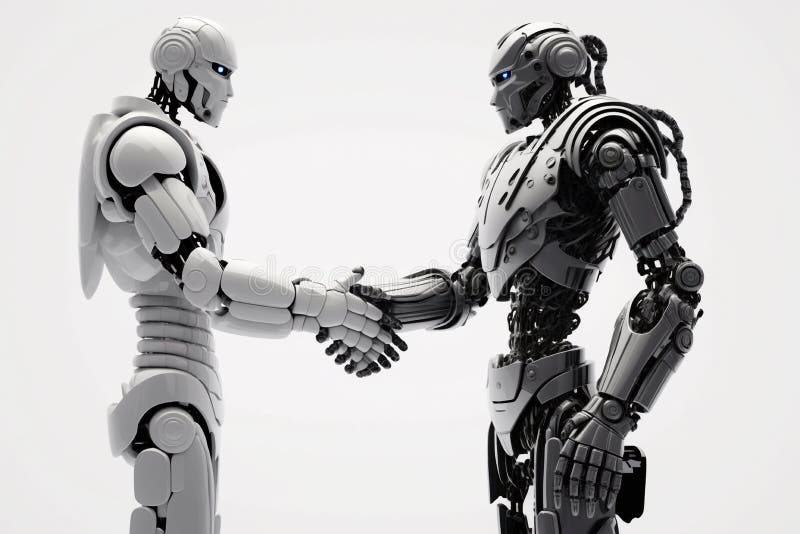 A Robot Shaking Hand Together after Deal and Agreement Together for ...