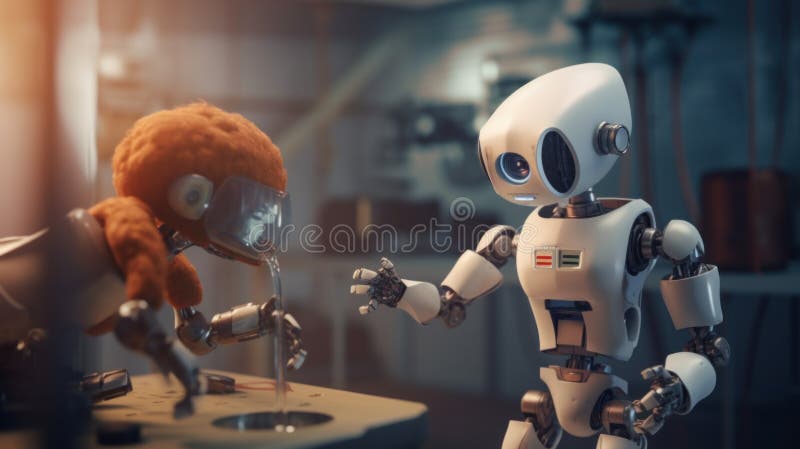 A Robot Shaking Hands with Another Robot. Generative AI Image. Stock ...