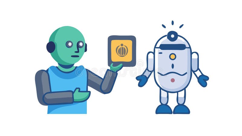 Robot Sharing Info with Human, Knowledge Exchange, Vector Design Generative AI Stock Vector ...