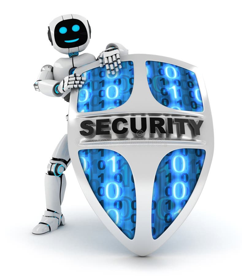 Robot and shield stock illustration. Illustration of security - 35963069