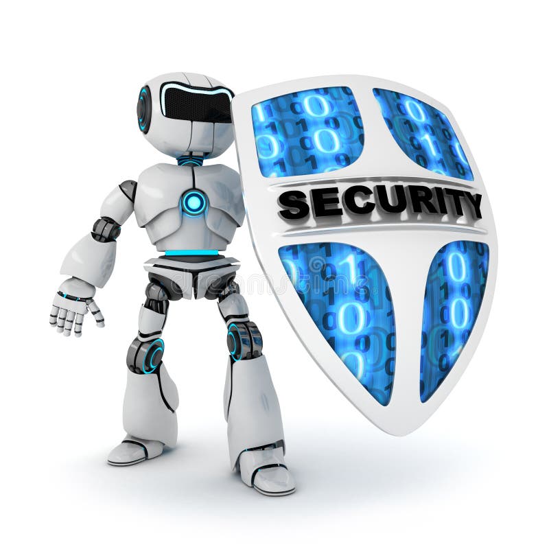 Robot and shield stock illustration. Illustration of firewall - 44730928