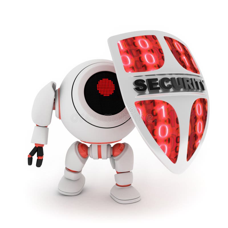Robot and shield stock illustration. Illustration of security - 35963069