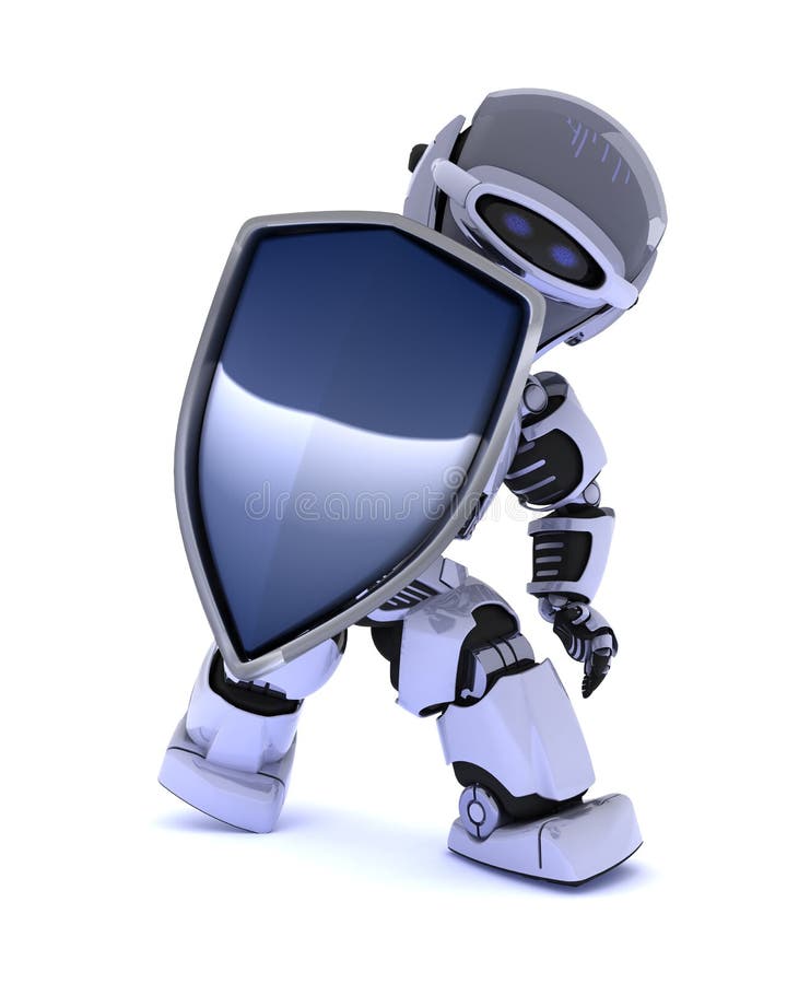 Robot with a shield stock illustration. Illustration of defend - 32242548