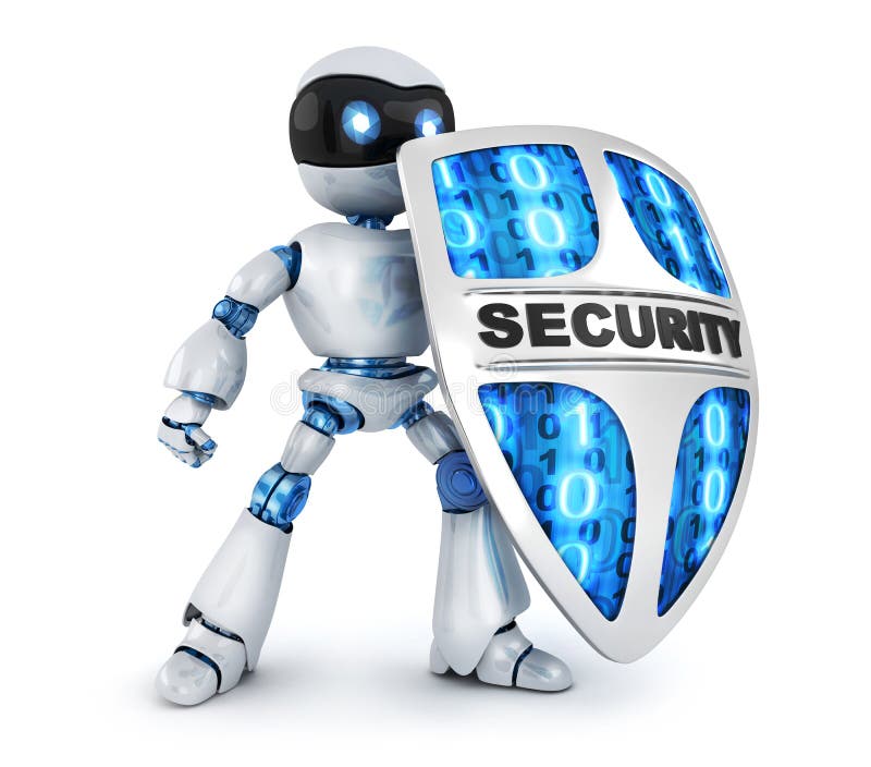 Robot and shield stock illustration. Illustration of modern - 19701101
