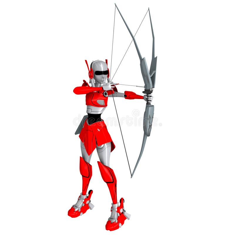 Robot shooting bow 9 stock illustration. Illustration of portrait ...