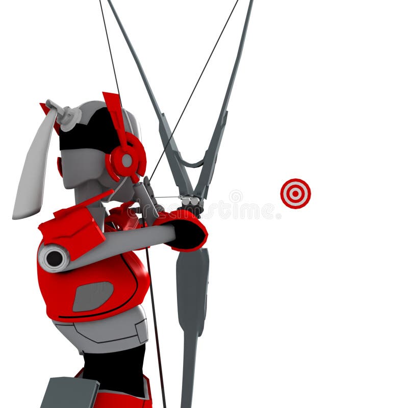 Robot shooting bow 6 stock illustration. Illustration of design - 46010791