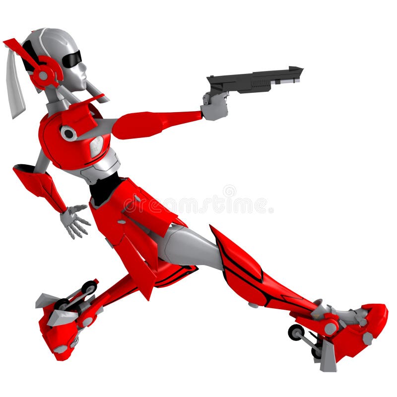 Robot shooting gun 4 stock illustration. Illustration of target - 46011277