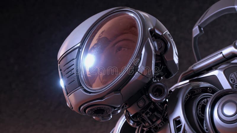 Robot with a human face stock illustration. Illustration of artificial ...