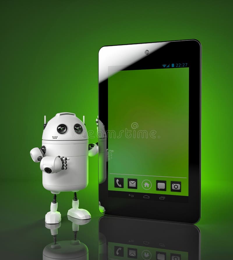 Robot Showing Tablet Computer Stock Illustration - Illustration of ...