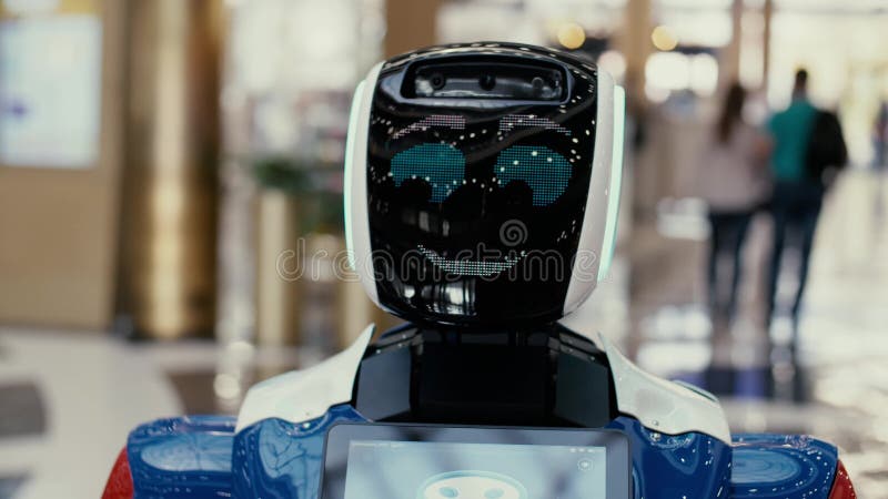 The Robot Shows Emotions. Rotates Eyes, Turns Head To Side, Rejoices ...