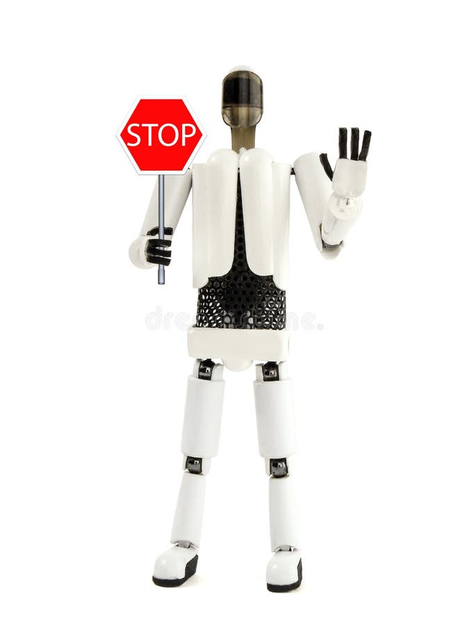 The Robot Shows a Stop Sign Stock Image - Image of show, computer: 65096257