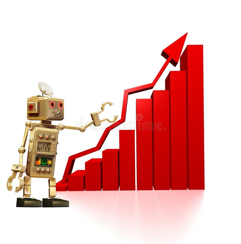 Robot shows success graph stock illustration. Illustration of liberty ...