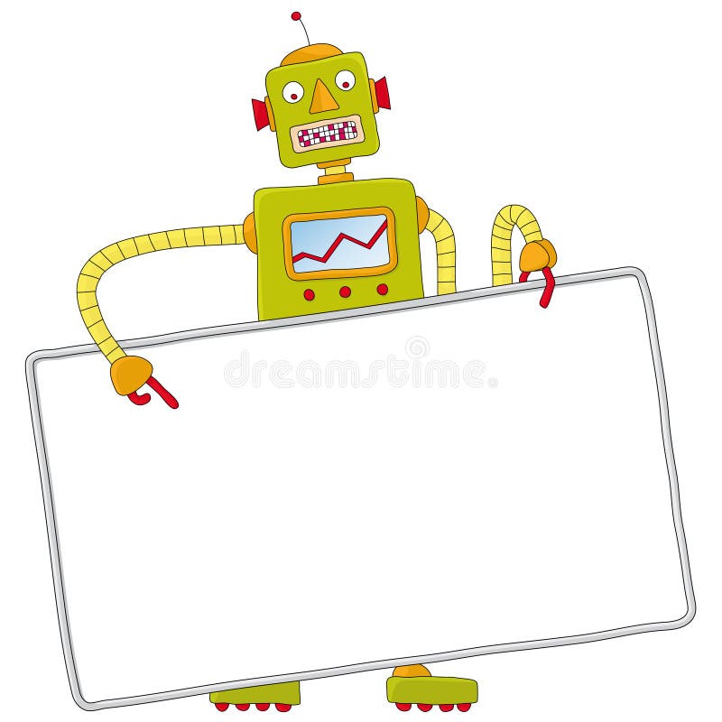 Robot with sign stock vector. Illustration of sign, science - 20164561