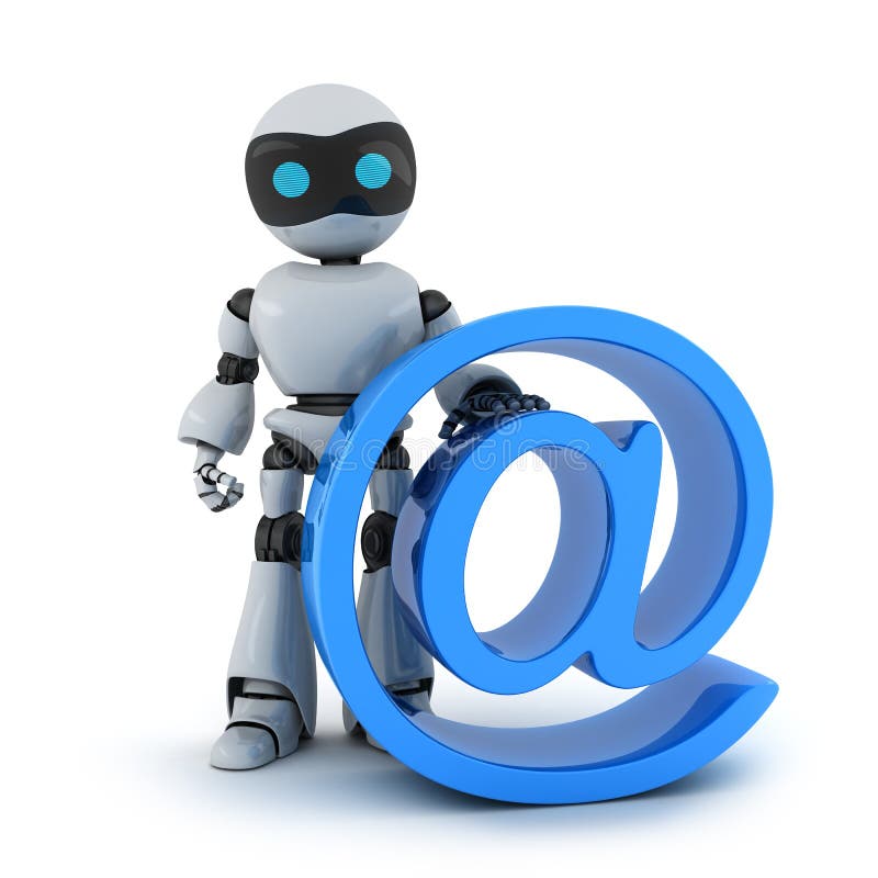 Robot and sign email stock illustration. Illustration of information ...