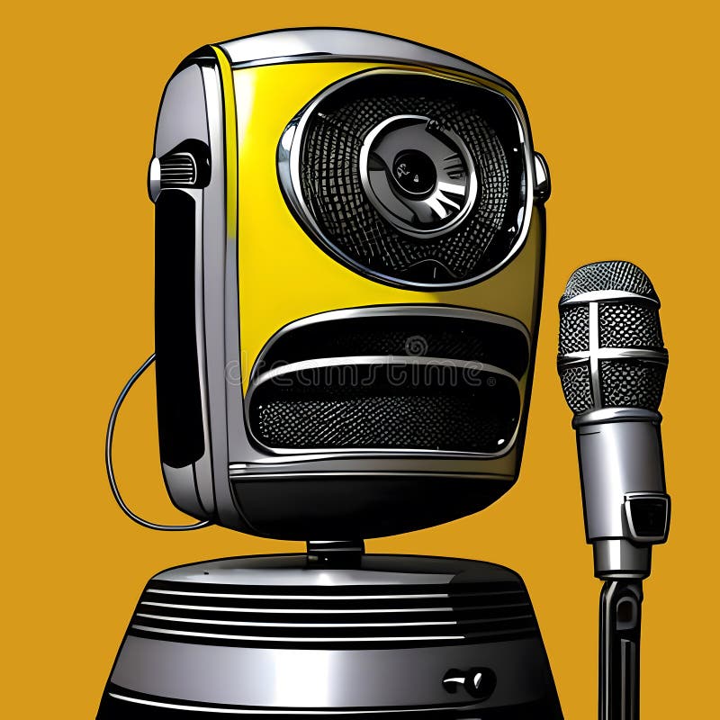 Robot Singer with Microphone Stock Illustration - Illustration of ...