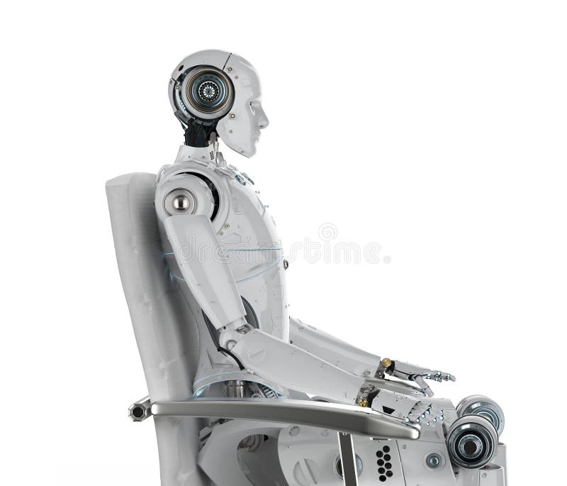 Robot sit on chair stock illustration. Illustration of technology ...