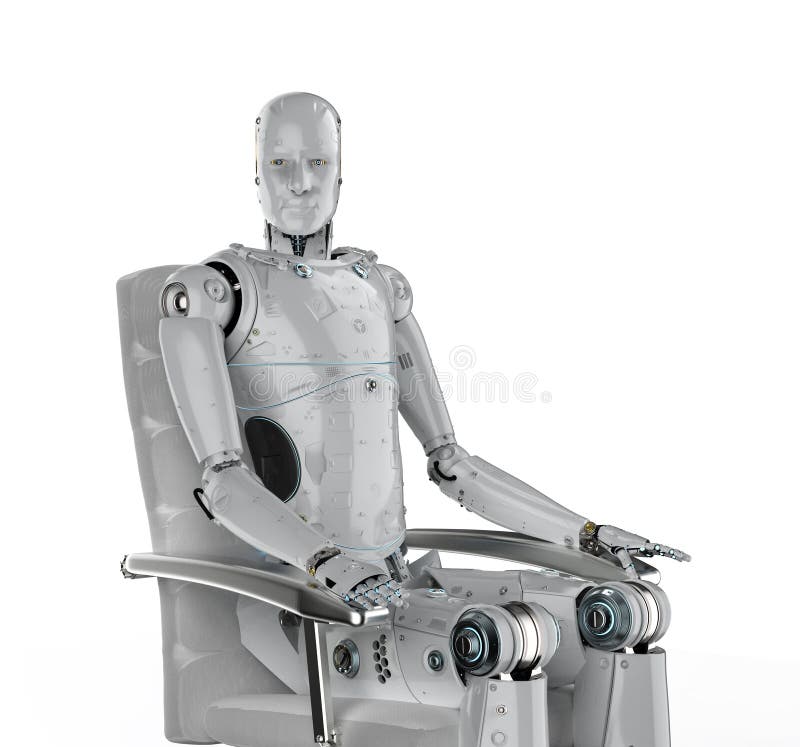 Robot sit on chair stock illustration. Illustration of background ...
