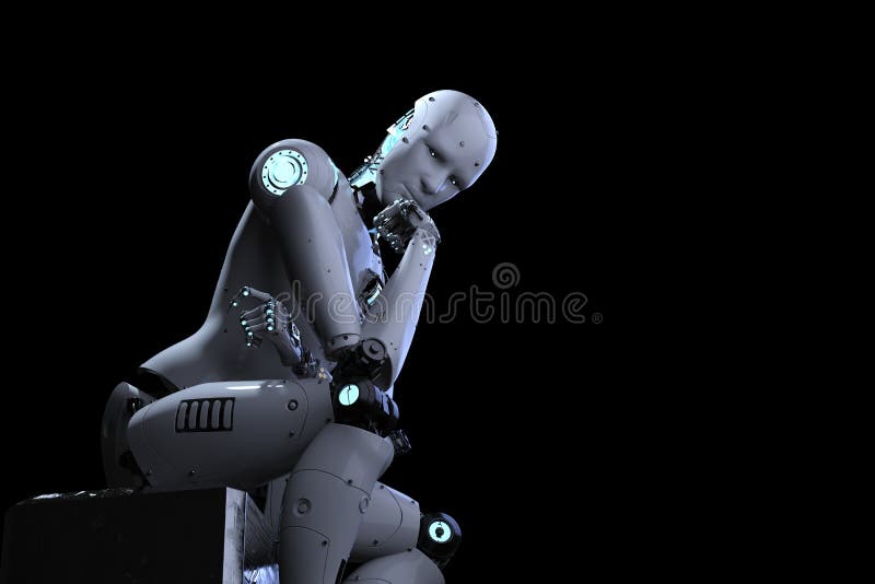 Ai robot thinking stock illustration. Illustration of artificial ...