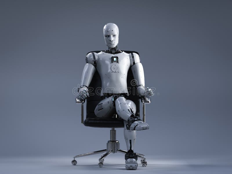 Cyborg sit in chair stock illustration. Illustration of legs - 174267296