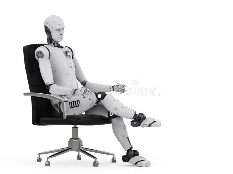 Robot sit on office chair stock illustration. Illustration of ...