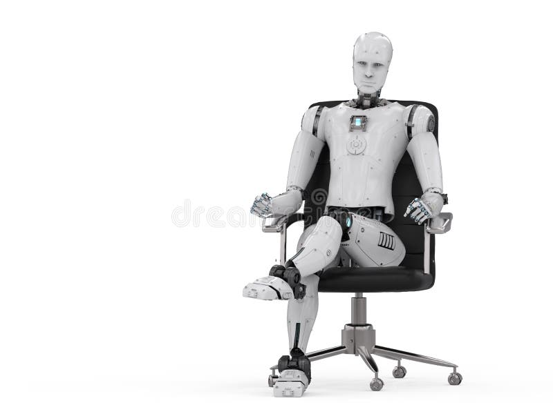 Cyborg sit in chair stock illustration. Illustration of female - 179597169