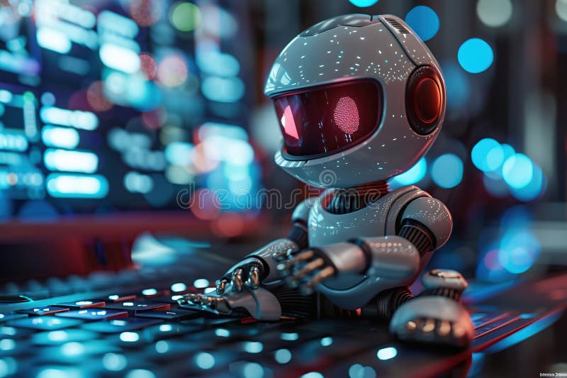 Robot Coding stock illustration. Illustration of automation - 335759940