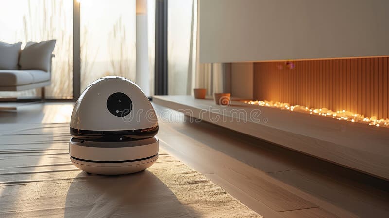 Robot Sitting by Fireplace stock photo. Image of automated - 320529084