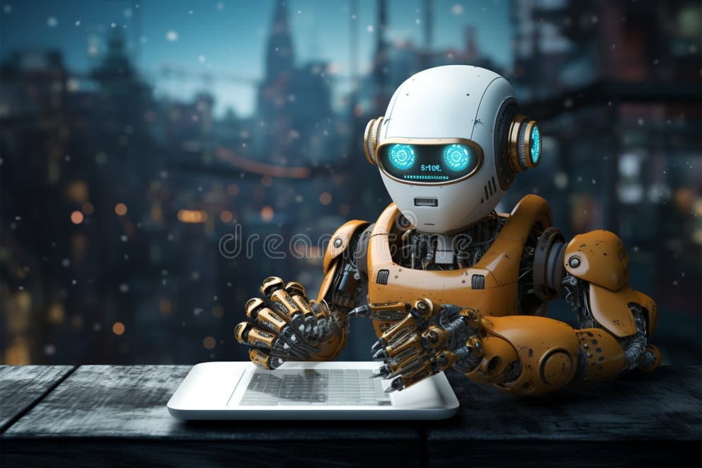 A Robot that is Sitting on Top of a Table Stock Illustration ...