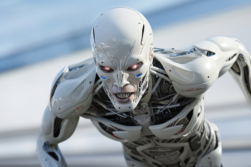 A Robot Skeleton on a Plain White Background. AI Stock Illustration ...