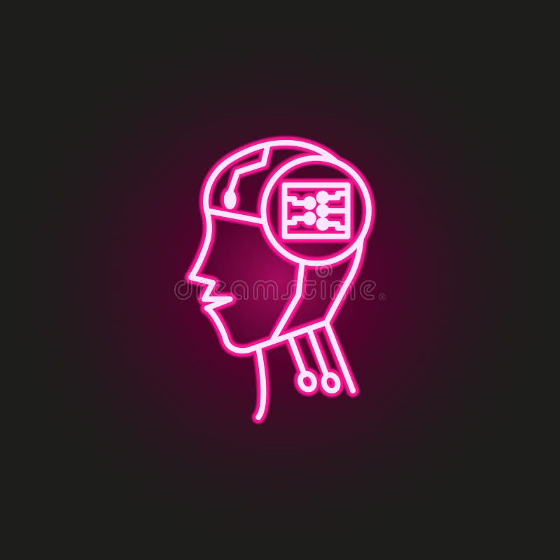Robot Smart Brain Neon Style Icon Simple Thin Line Outline Vector Of Robo Icons For Ui And Ux