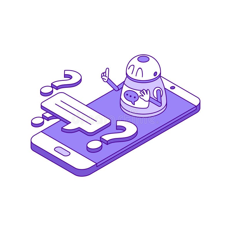 Robot Smartphone Questions Composition Stock Vector - Illustration of messenger, problem: 233556367
