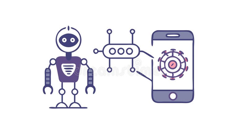 Robot and Smartphone Settings Icon for AI Setup. Vector Design ...