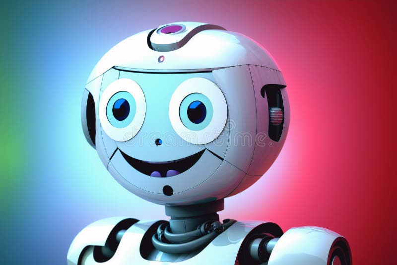 Robot with a Smile on His Face. Cyborg with a Happy Expression on His ...