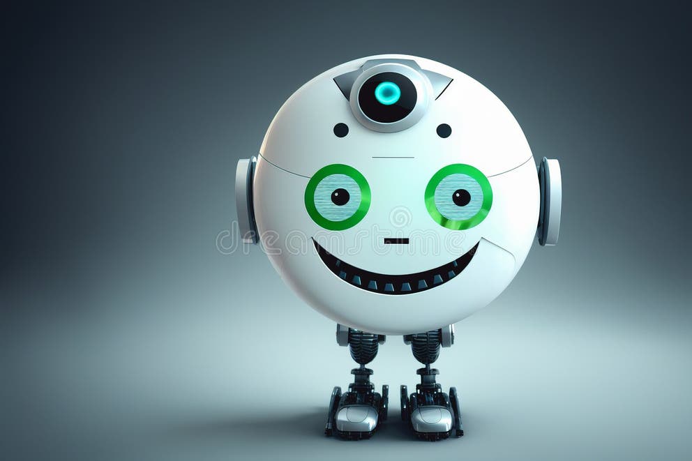 Robot with a Smile on His Face. Cyborg with a Happy Expression on His ...