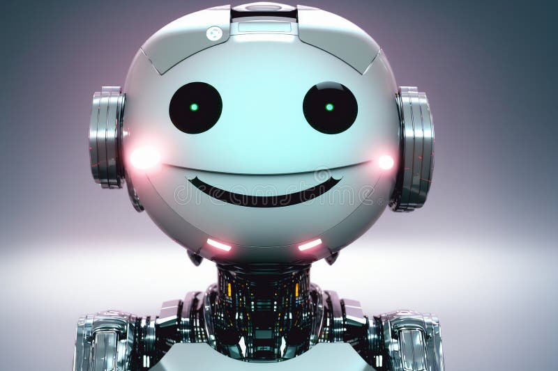 Robot with a Smile on His Face. Cyborg with a Happy Expression on His ...
