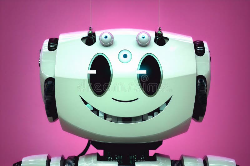 Robot with a Smile on His Face. Cyborg with a Happy Expression on His ...