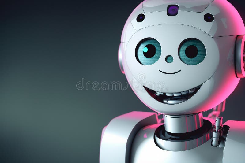 Robot with a Smile on His Face. Cyborg with a Happy Expression on His ...