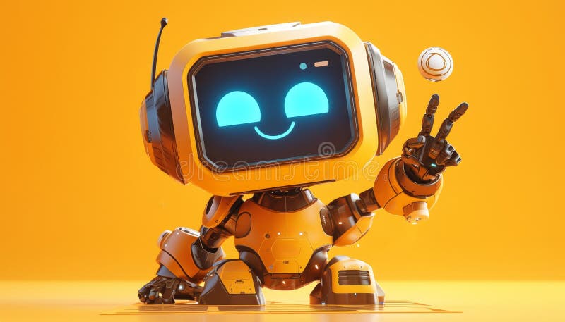 A Robot with a Smile on Its Face is Holding a Ball in Its Right Hand by ...