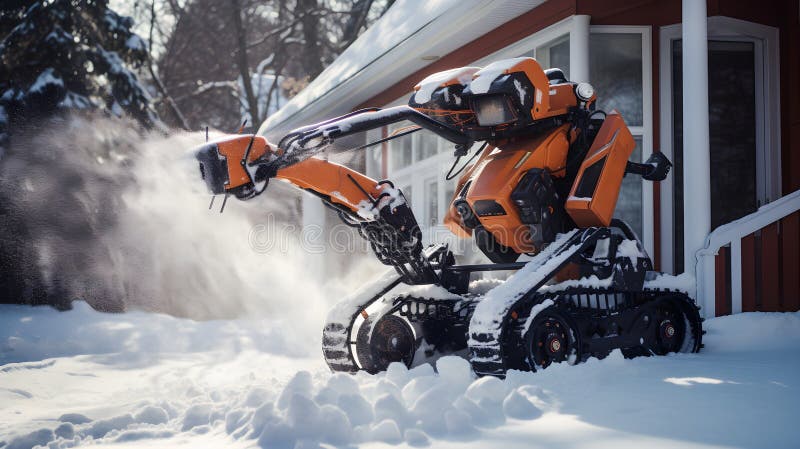 Robot snow plow stock illustration. Illustration of shovel - 295431398